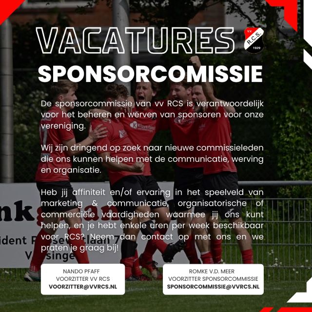 De sponsorcommissie zoekt nieuwe leden! | VV RCS